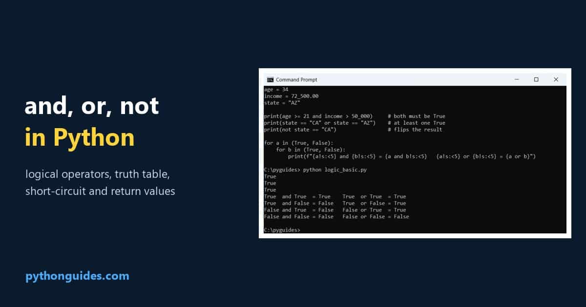 and, or, not in Python: Logical Operators Explained